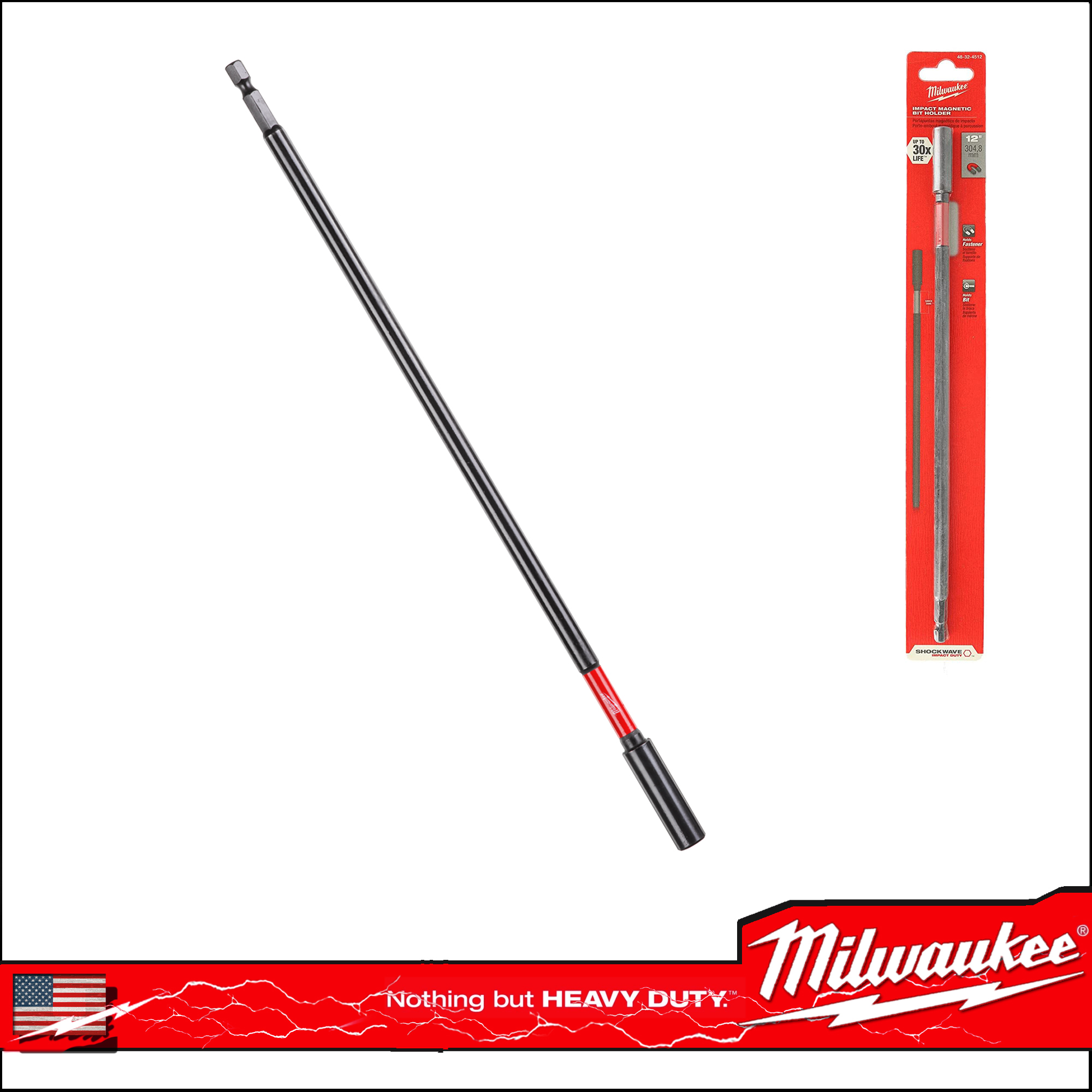 Bit tartó 1/4"-os, 305 mm fúrógépbe fogható mágneses - Milwaukee ...