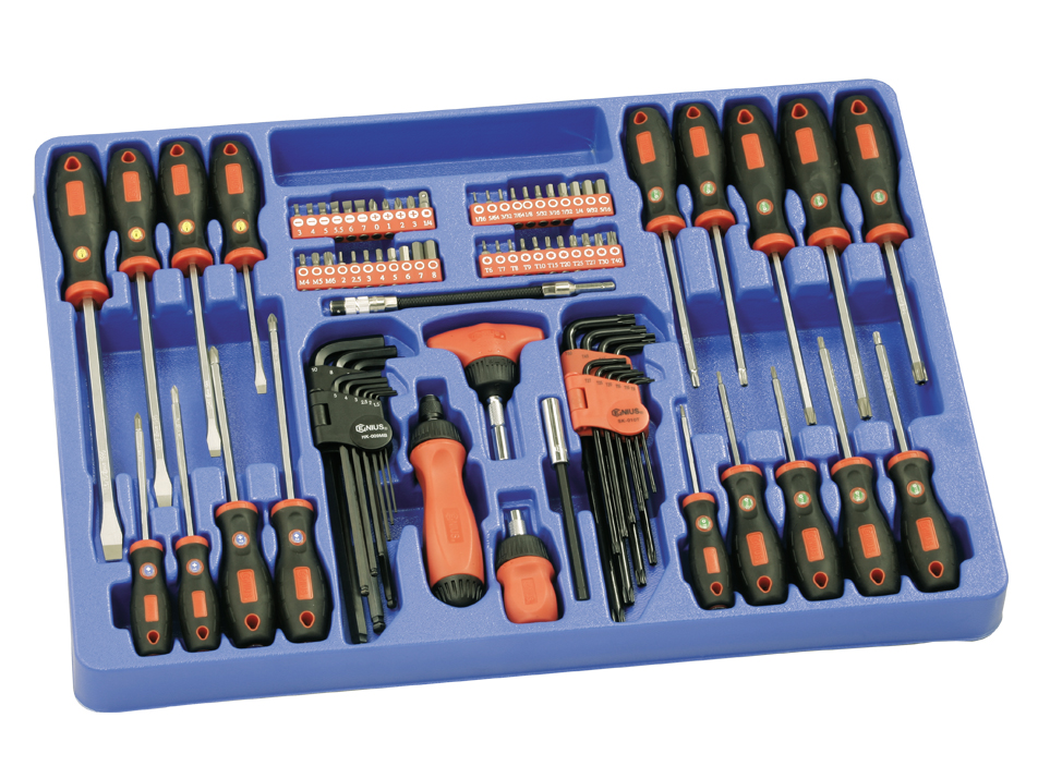 Tálcás Genius csavarhúzó + bit készlet 86 db-os - 1/1 (MS-086) - Puma Tools