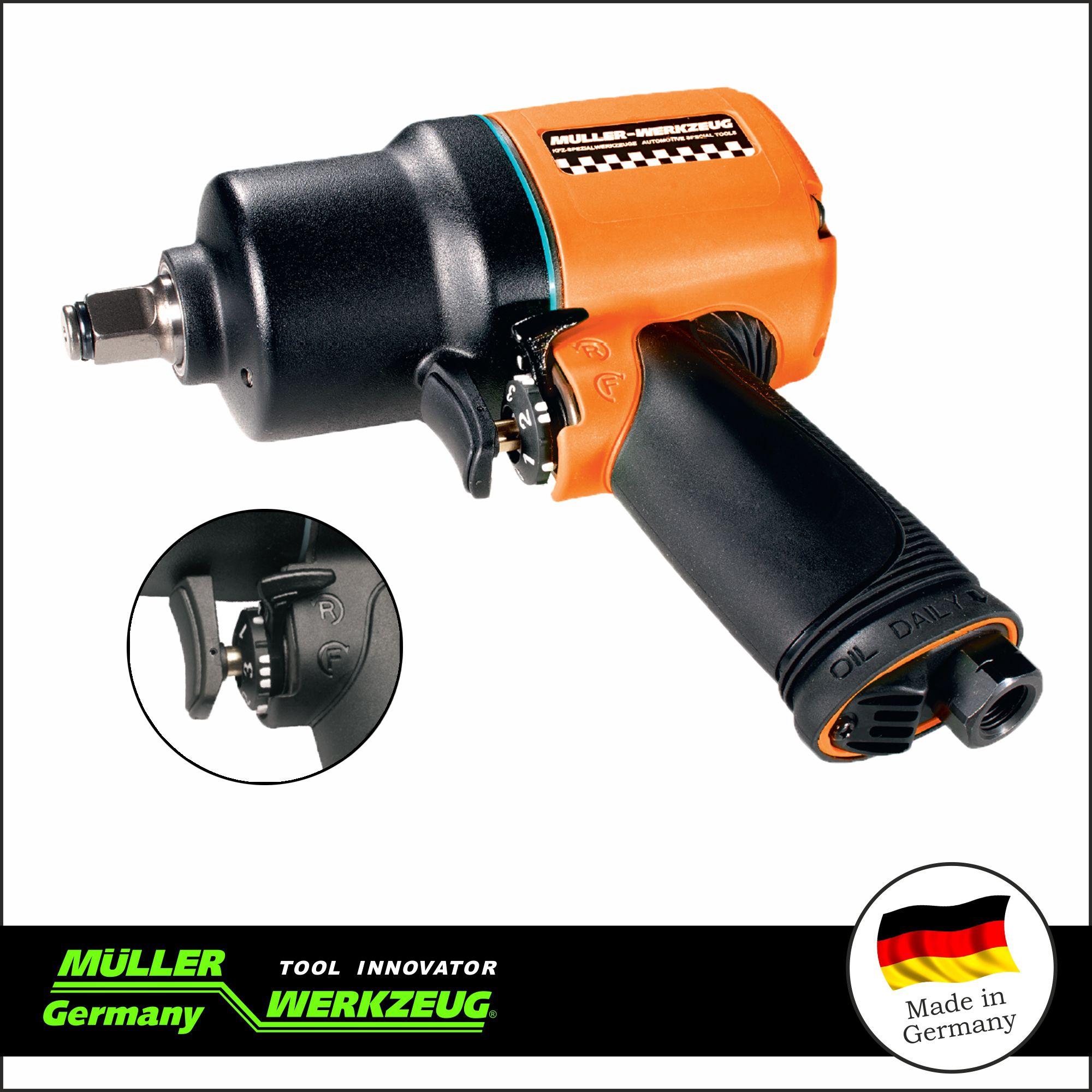 Légkulcs 1/2" 1600 Nm - egykezes működtetés - Narancs - MÜLLER (MLR-294 114-O) - Puma Tools