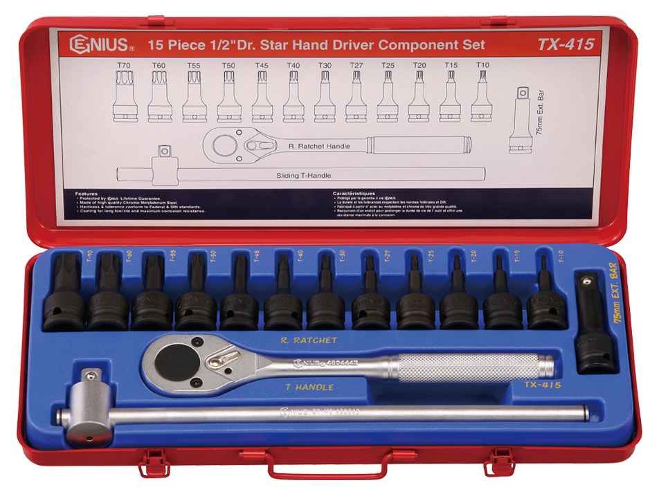 Torx készlet 1/2" 15 db-os Genius (TX-415) - Puma Tools