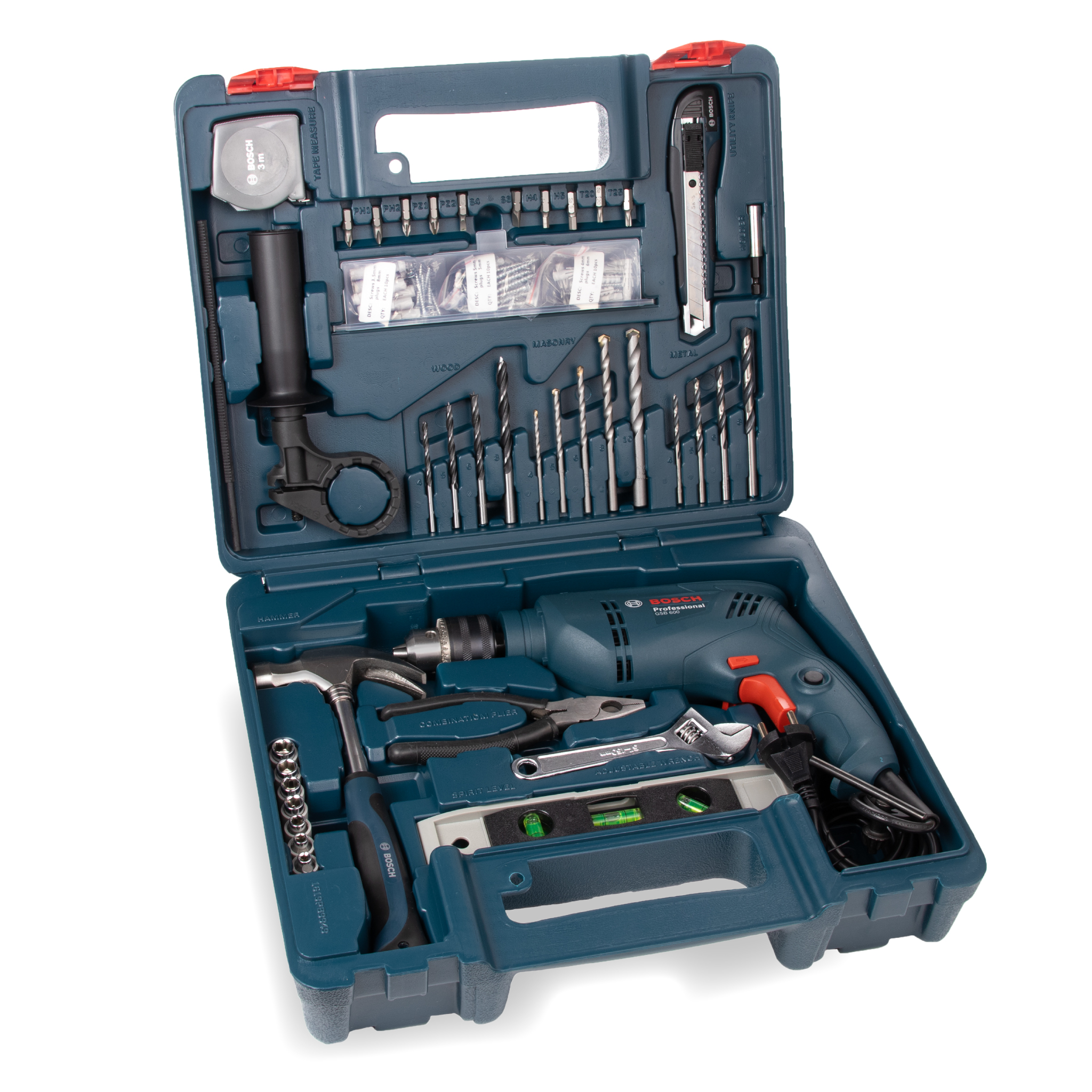 Ütvefúrógép 600W 1.5-13 mm + 100 részes szerszám klt - Bosch (0 601 1A0 ...